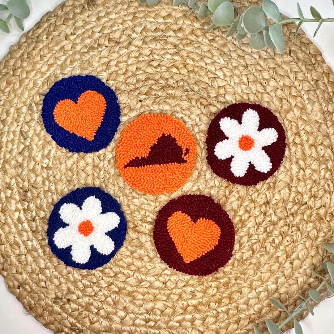 Virginia College Car Coasters, Tufted Car Coasters, Cute Car ...