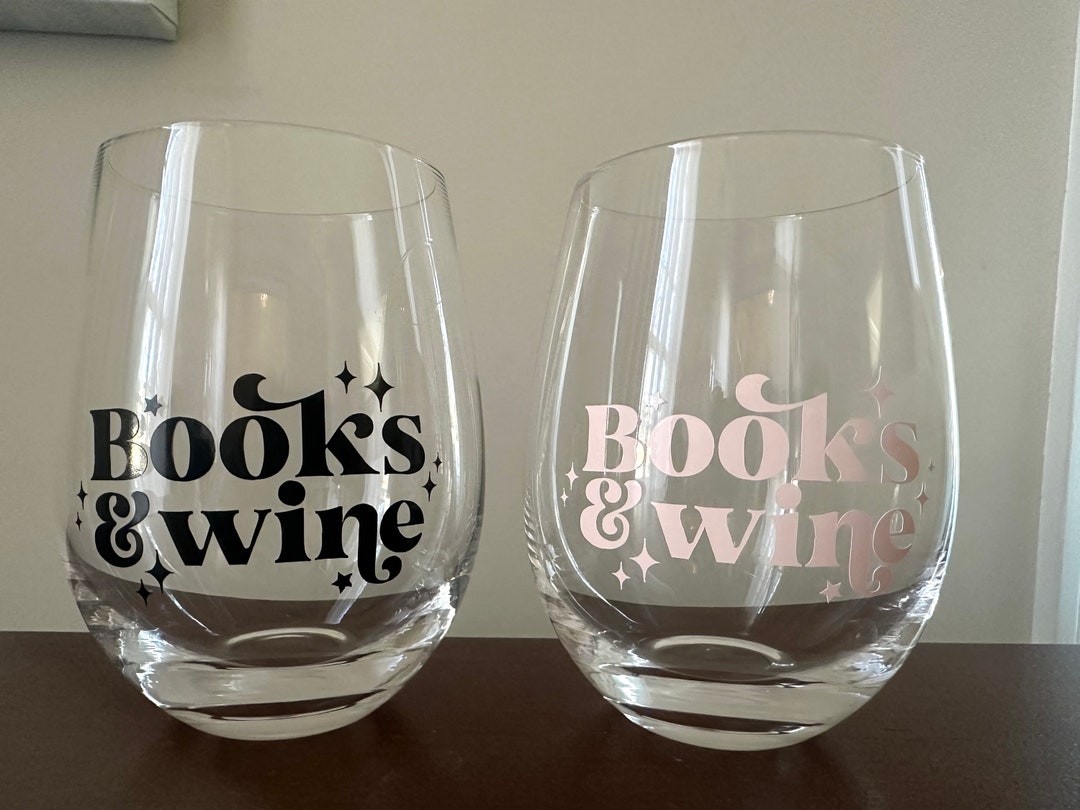 Books and Wine Stemless Wine Glass, Reading Wine Glass, Bookish Gift ...