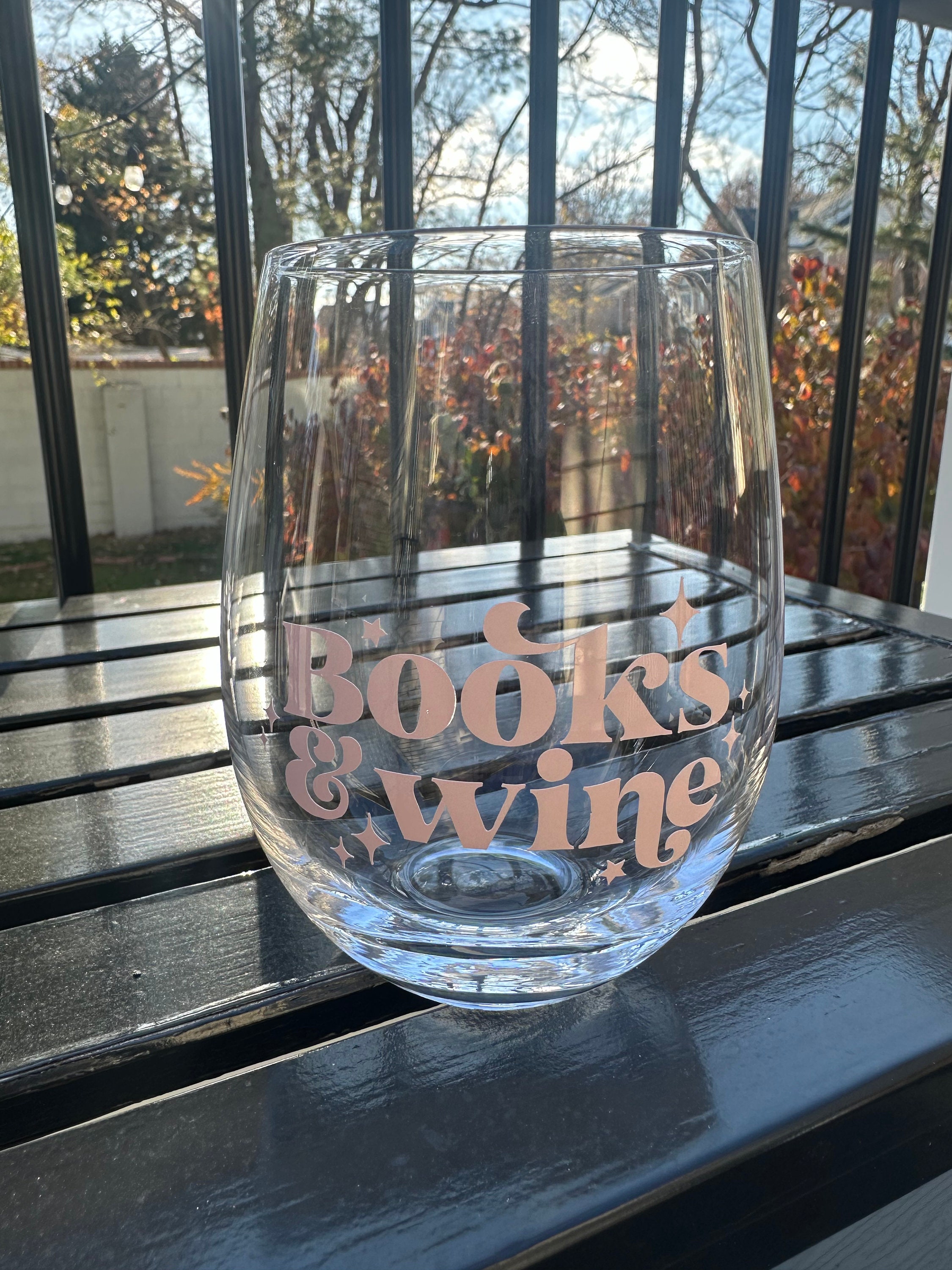 Books and Wine Stemless Wine Glass, Reading Wine Glass, Bookish Gift ...