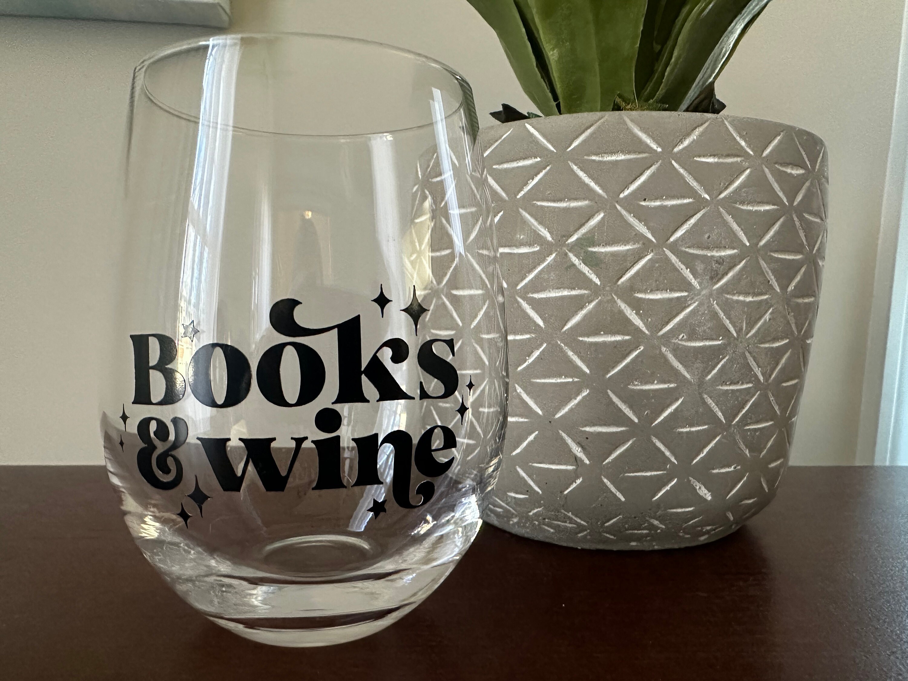 Books and Wine Stemless Wine Glass, Reading Wine Glass, Bookish Gift ...
