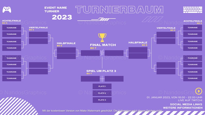 Tournament Tree Template Esports Instant Download Self-personalizable ...