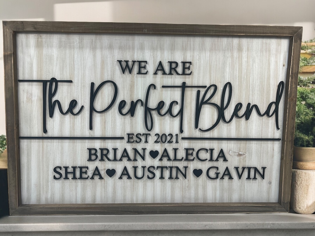 The Perfect Blend Sign, Personalized Family Wall Hanging, Custom Home ...