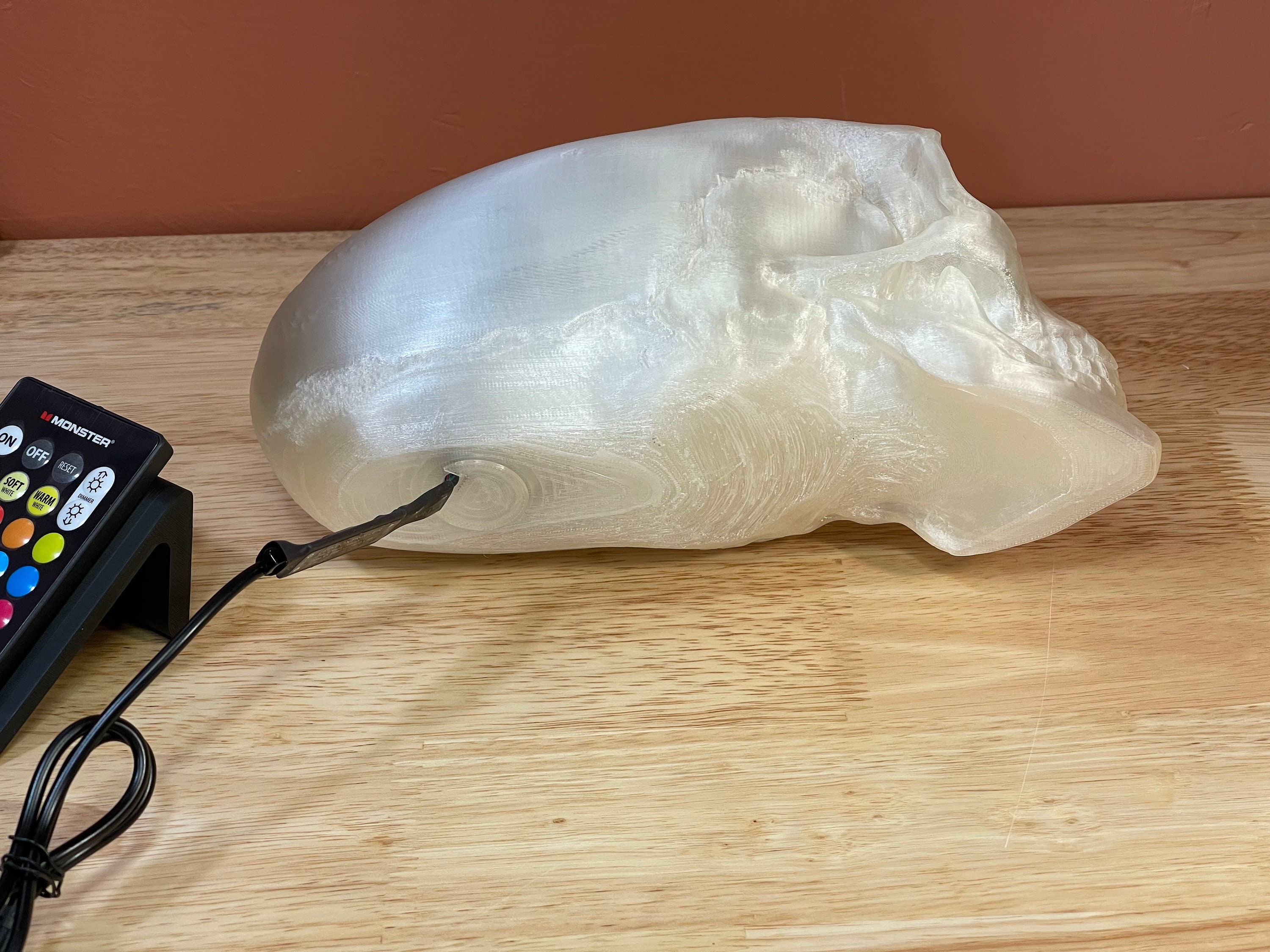 Crystal Skull Lamp Remote Controlled RGB LED Lamp Clear Alien Head ...