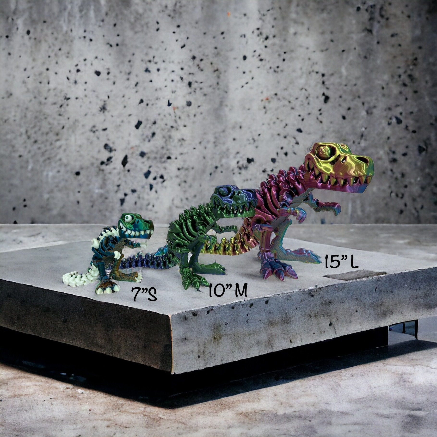 3D Flexi Articulated T-rex Dinosaur Skeleton Desk Fidget Toy Stress ...