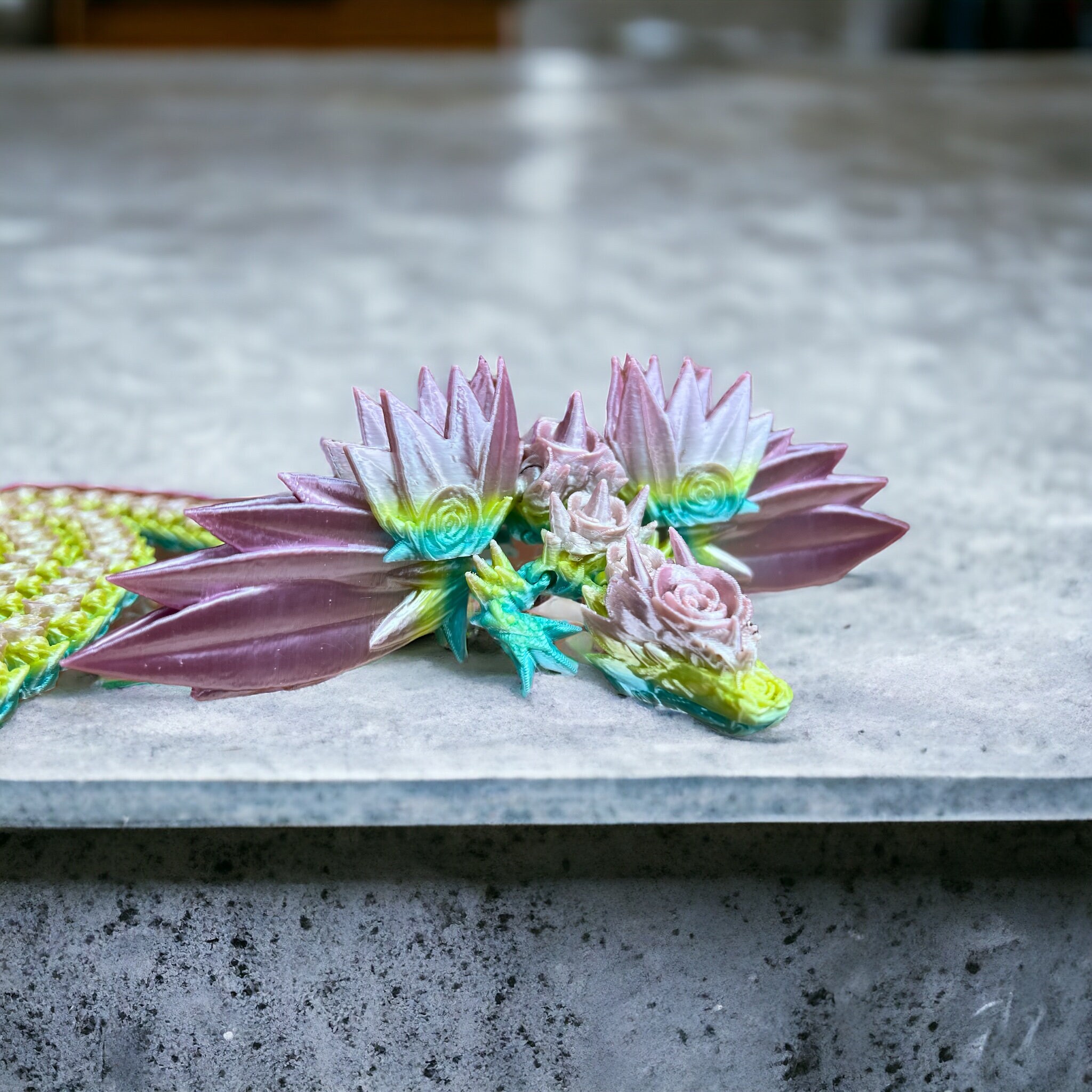 Articulated Winged Rose Dragon, Stress Relief Fidget Toy, Sensory ...