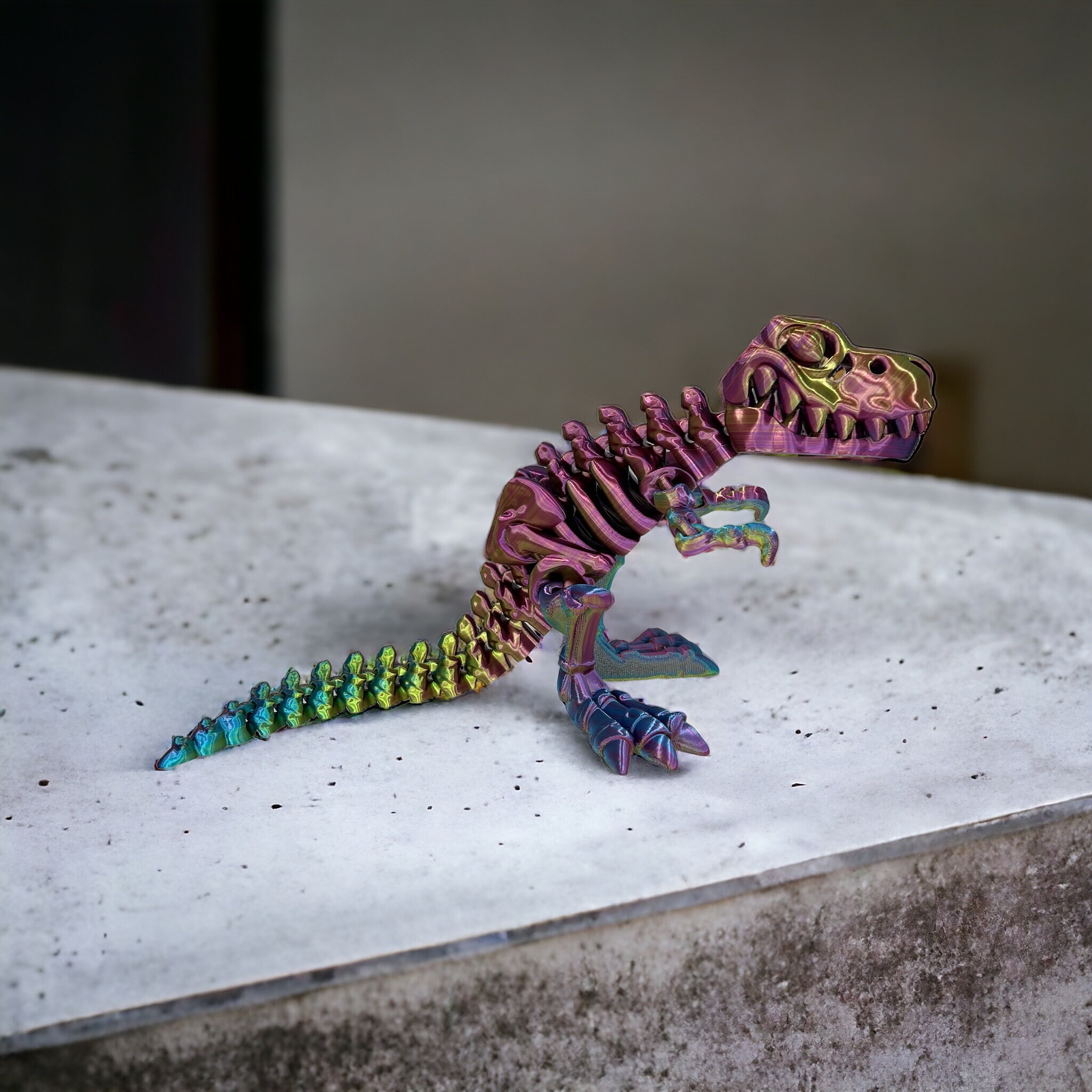 3D Flexi Articulated T-rex Dinosaur Skeleton Desk Fidget Toy Stress ...