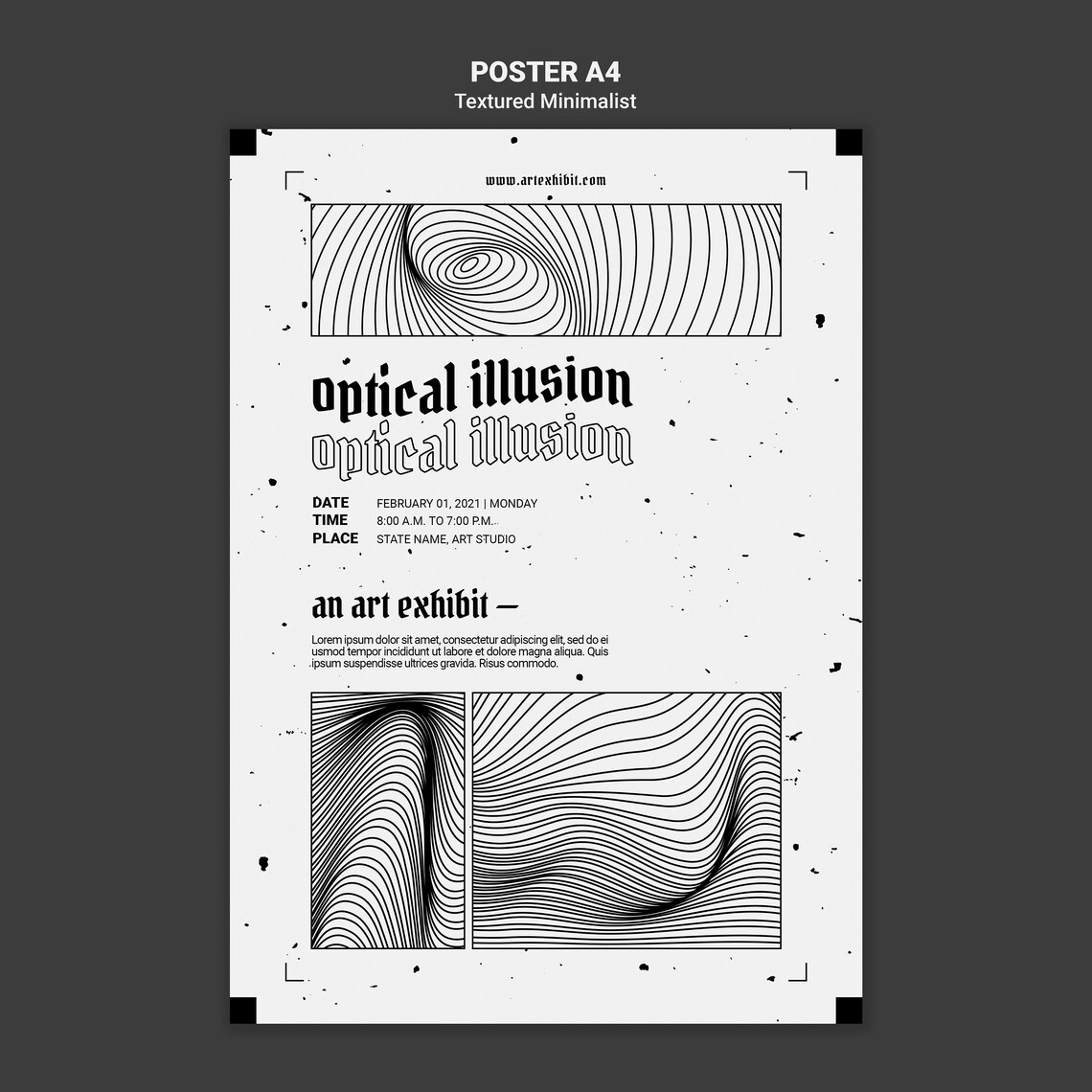 Psd Optical Illusion Art Exhibit Poster Template in Black&white - Etsy
