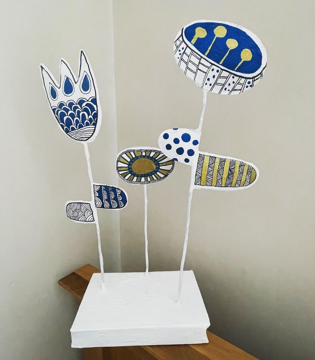 Papier Mache Flowers on Their Own Stand - Etsy
