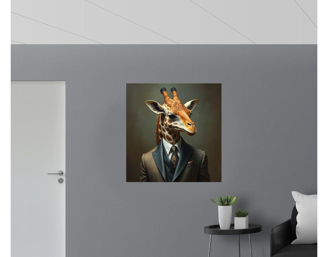Dapper Giraffe Portrait - Elegant Custom Giraffe Art in Suit - Etsy