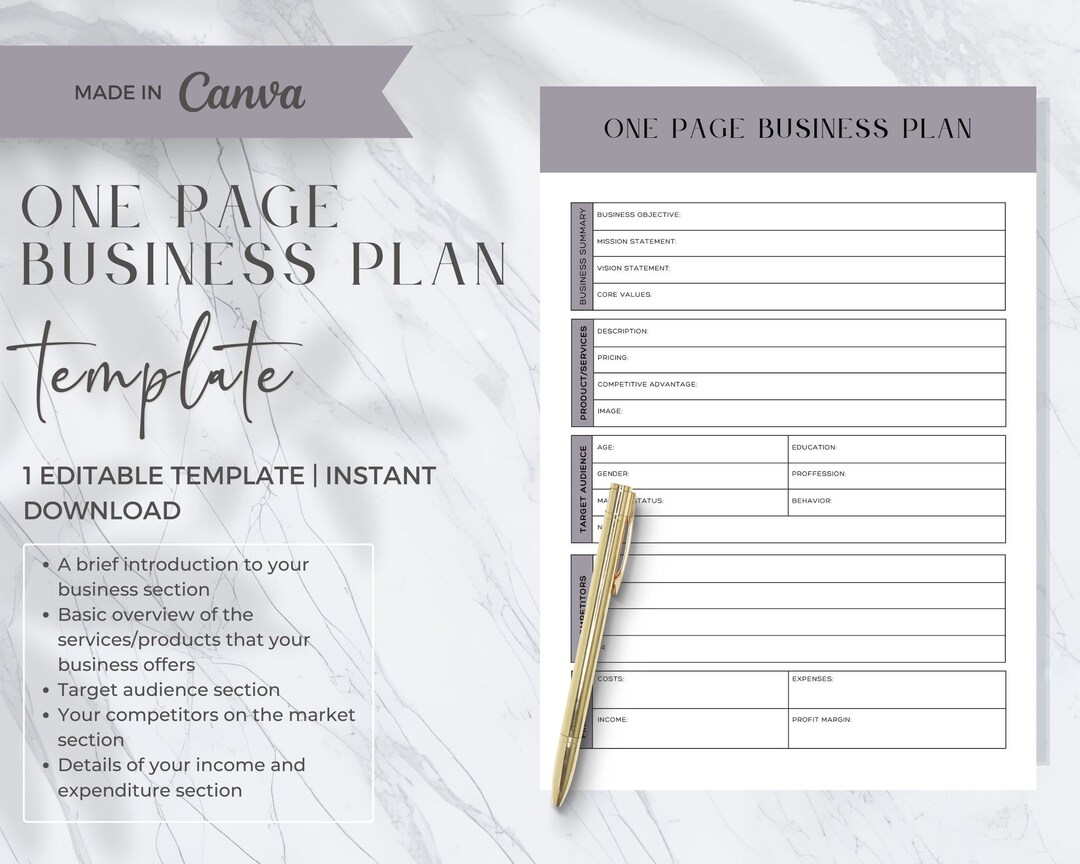 Business Plan Template Editable Business Plan Startup Business Plan ...