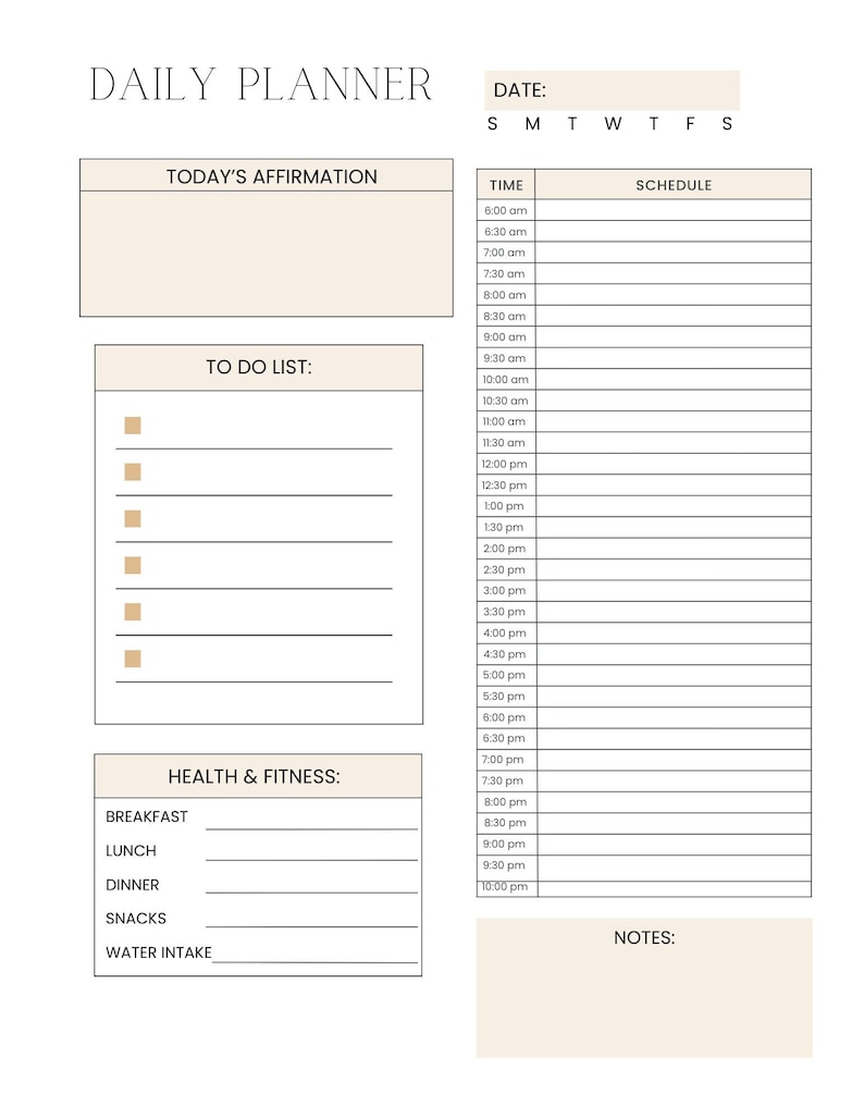 Daily Planner, Digital Daily Planner, Printable Daily Planner ...