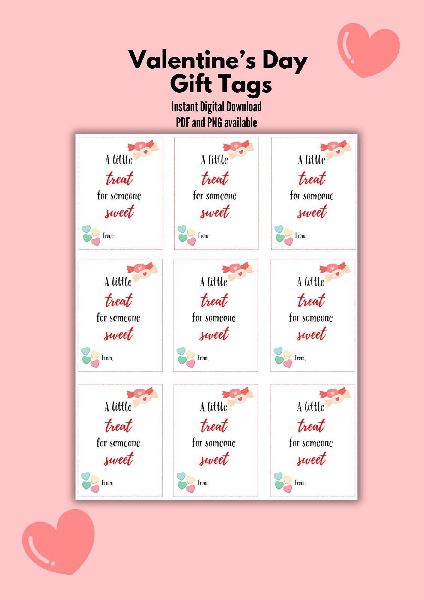Valentines Day Gift Tags, Printable Valentines Day Tag, Sweet Treat ...
