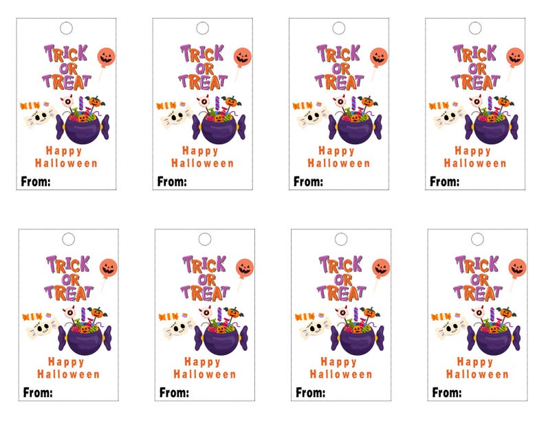 Halloween Gift Tags, Printable Halloween Tags, Spooky Gift Tags ...