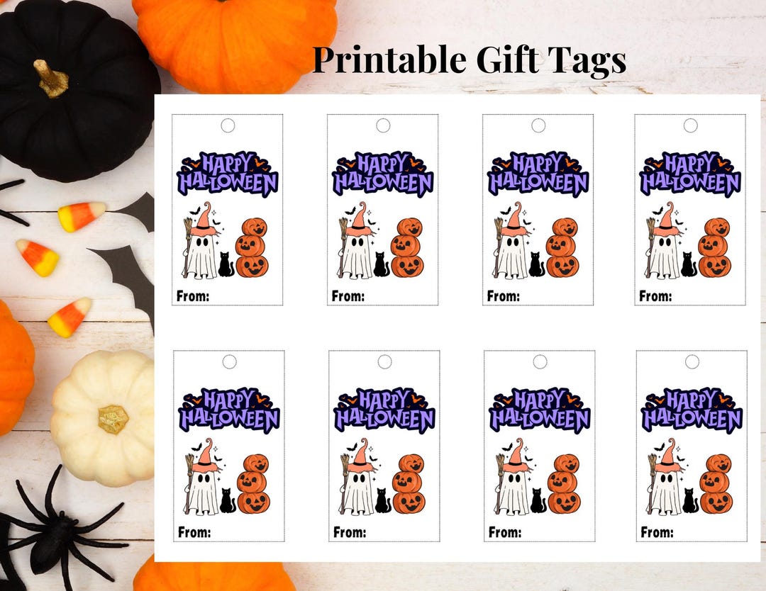 Halloween Gift Tags, Printable Halloween Tags, Spooky Gift Tags ...