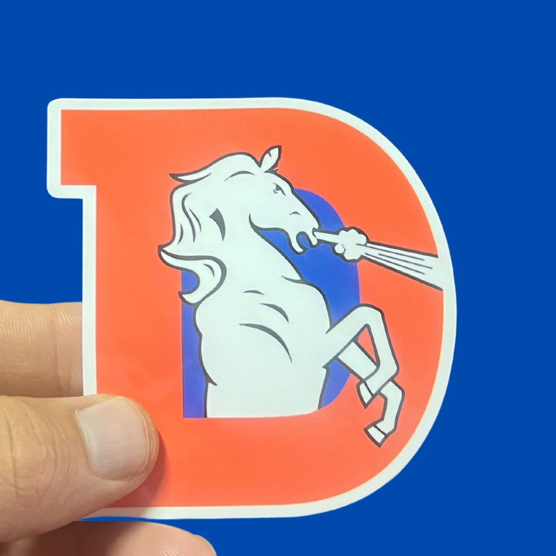 Denver Broncos Sticker, Old School Vintage Orange Helmet, Weatherproof ...