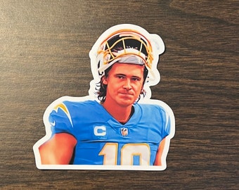 Justin Herbert Glossy Sticker 3, Water Resistant Laptop and Phone Decal ...