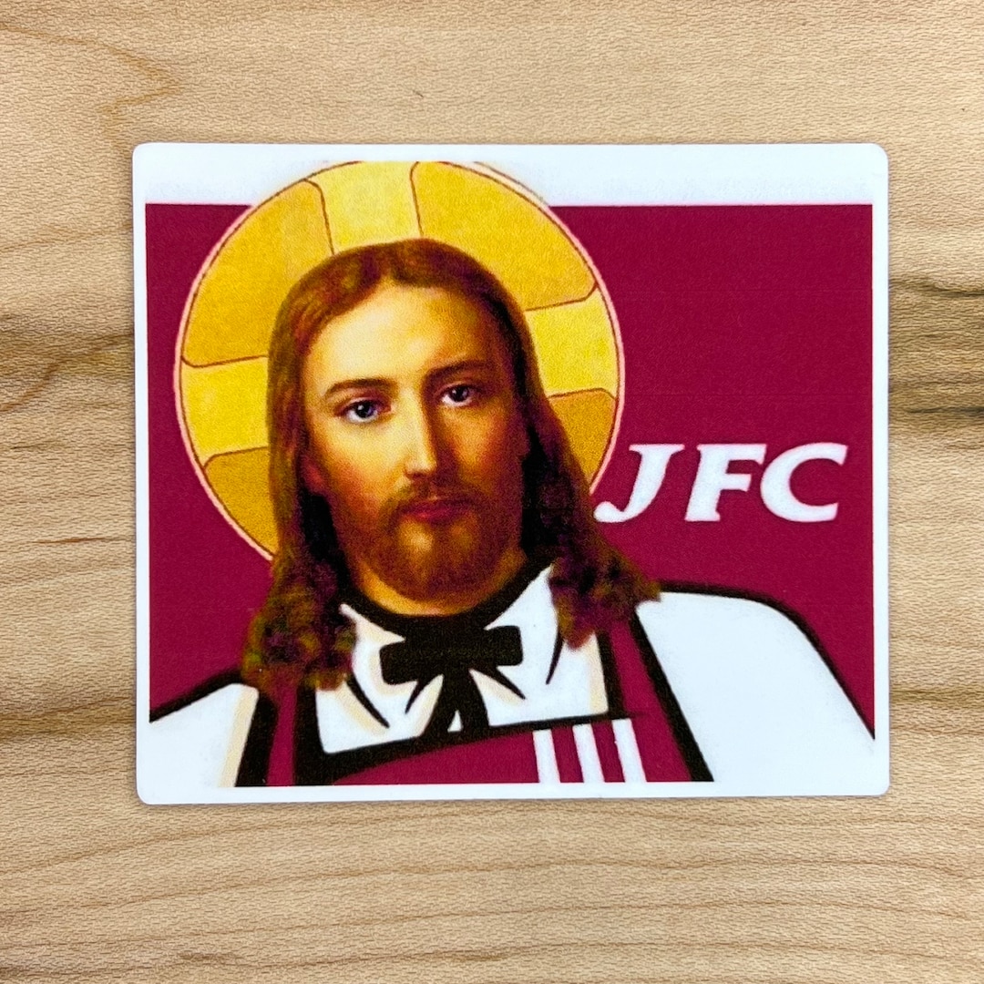 JFC, Funny Sticker, Jesus KFC Inspired Sticker, Weatherproof Premium ...