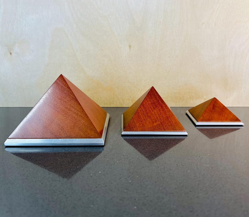 Wooden Egyptian Pyramids With Aluminum Base, Wood Home Decor, Unique ...