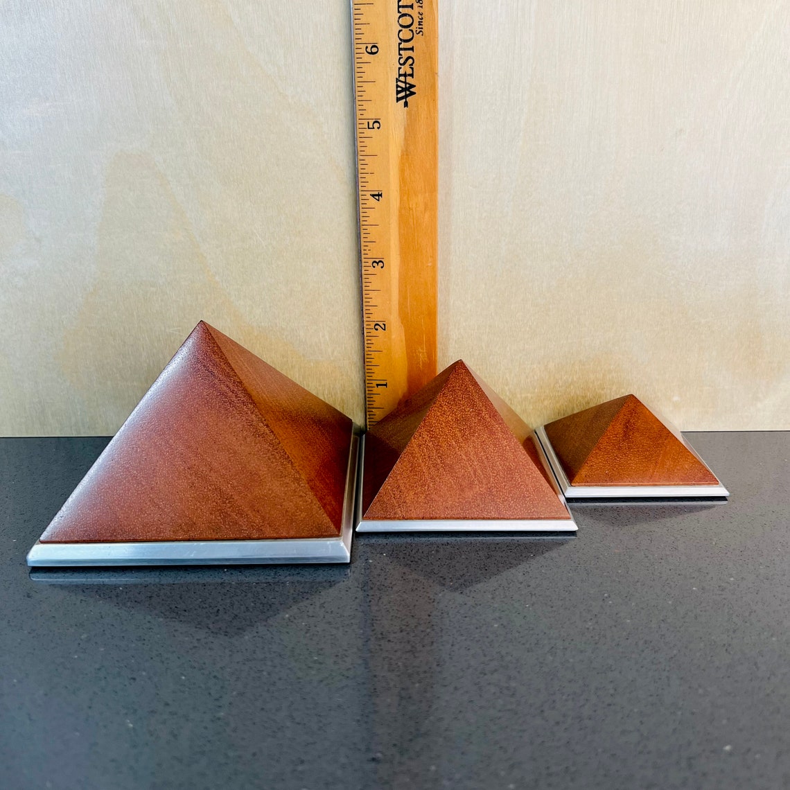 Wooden Egyptian Pyramids With Aluminum Base, Wood Home Decor, Unique ...