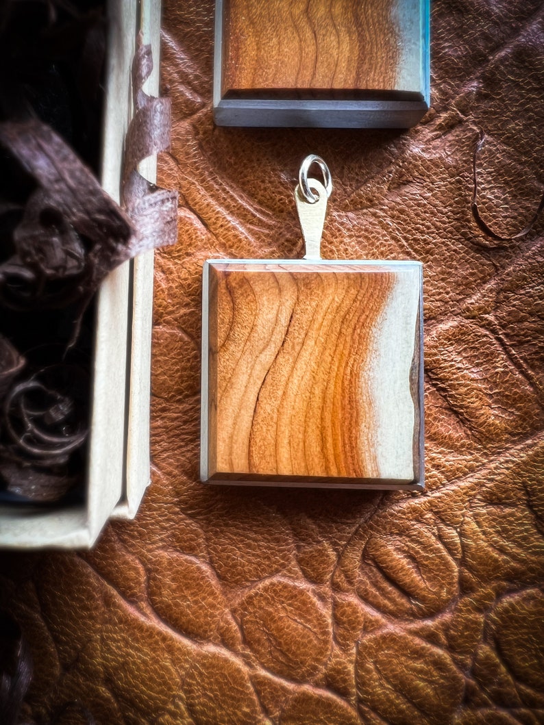 Handcrafted Yew Wood Pendant Necklace: Modern Sterling Silver Chain - Etsy