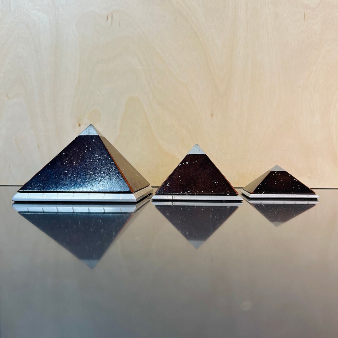 Set of Wooden Egyptian Pyramids With Aluminum Base, Wood Home Decor ...