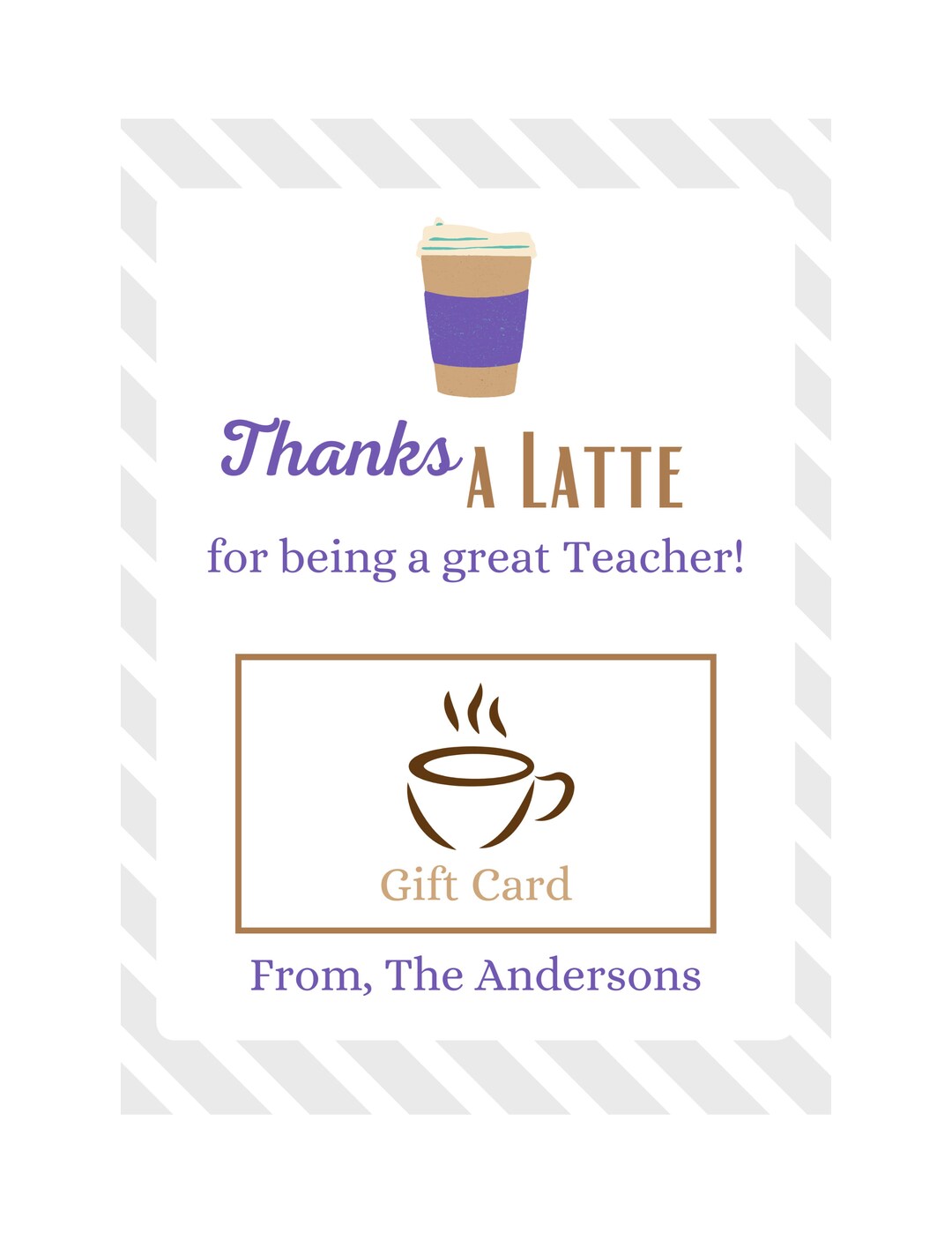 Printable Teacher Gift Card, Teacher Thank You Card, Teacher Gift ...