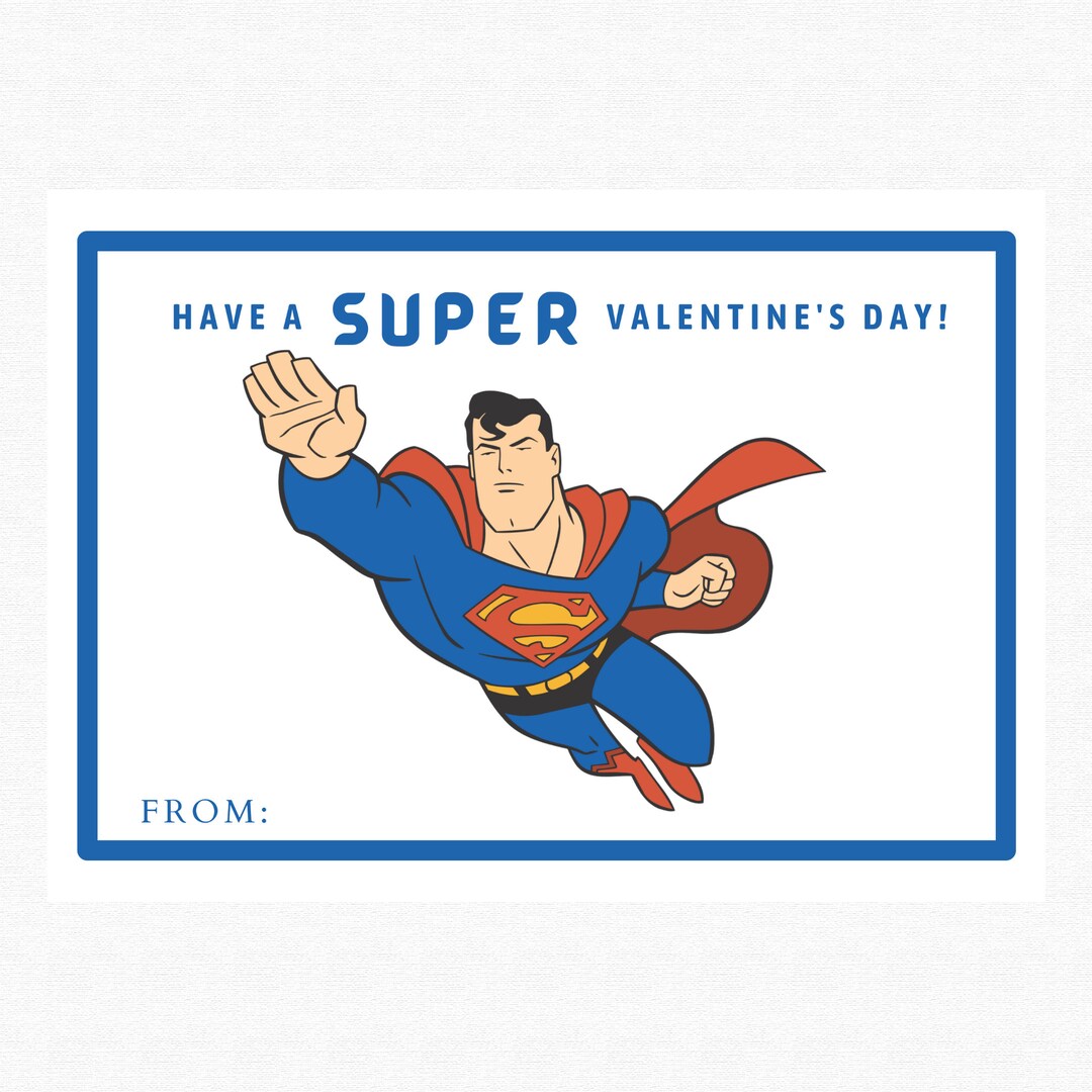 Printable Valentines Day Card for Kids, Superhero Valentine Tags ...