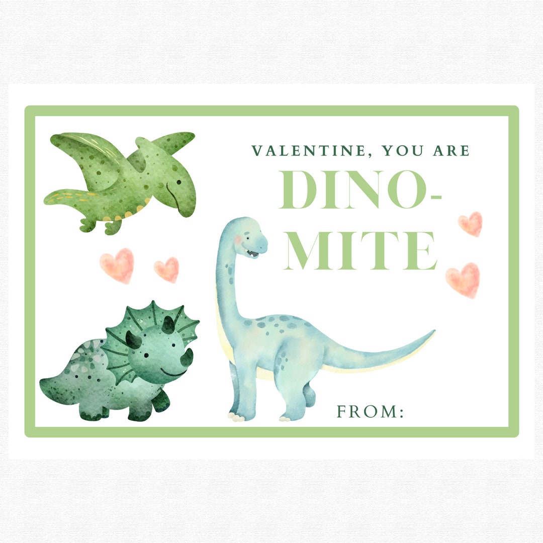 You're Dino Mite Valentine Kids Valentine Printable Download Watercolor ...