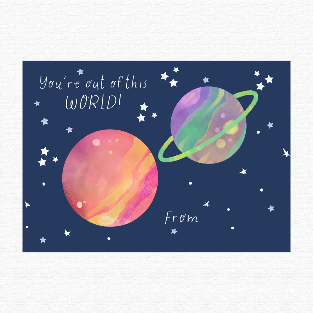 Printable Valentines Day Card for Kids, Outer Space Valentine Tags ...