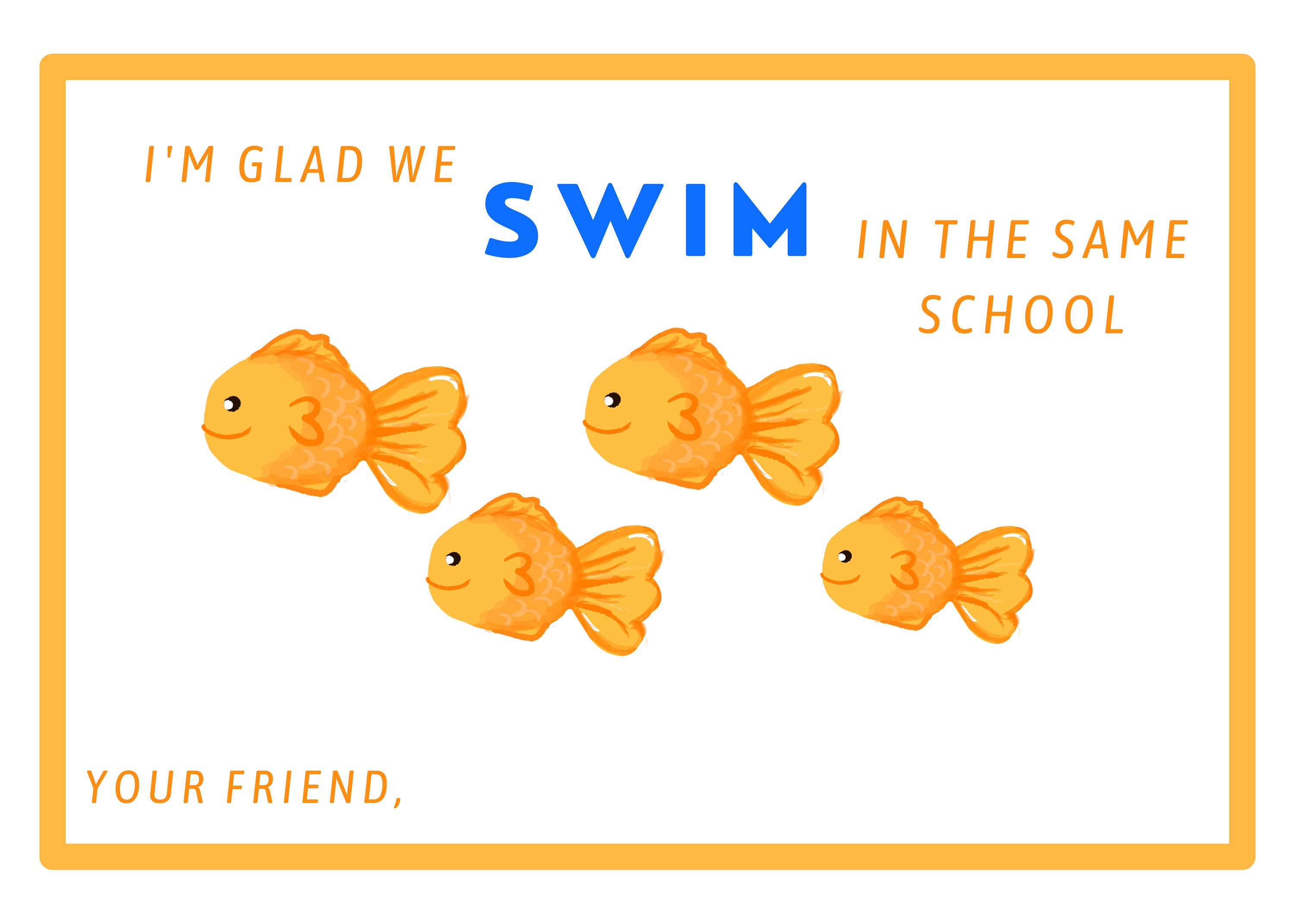 Printable Valentines Day Card for Kids, Goldfish Valentine Tags ...