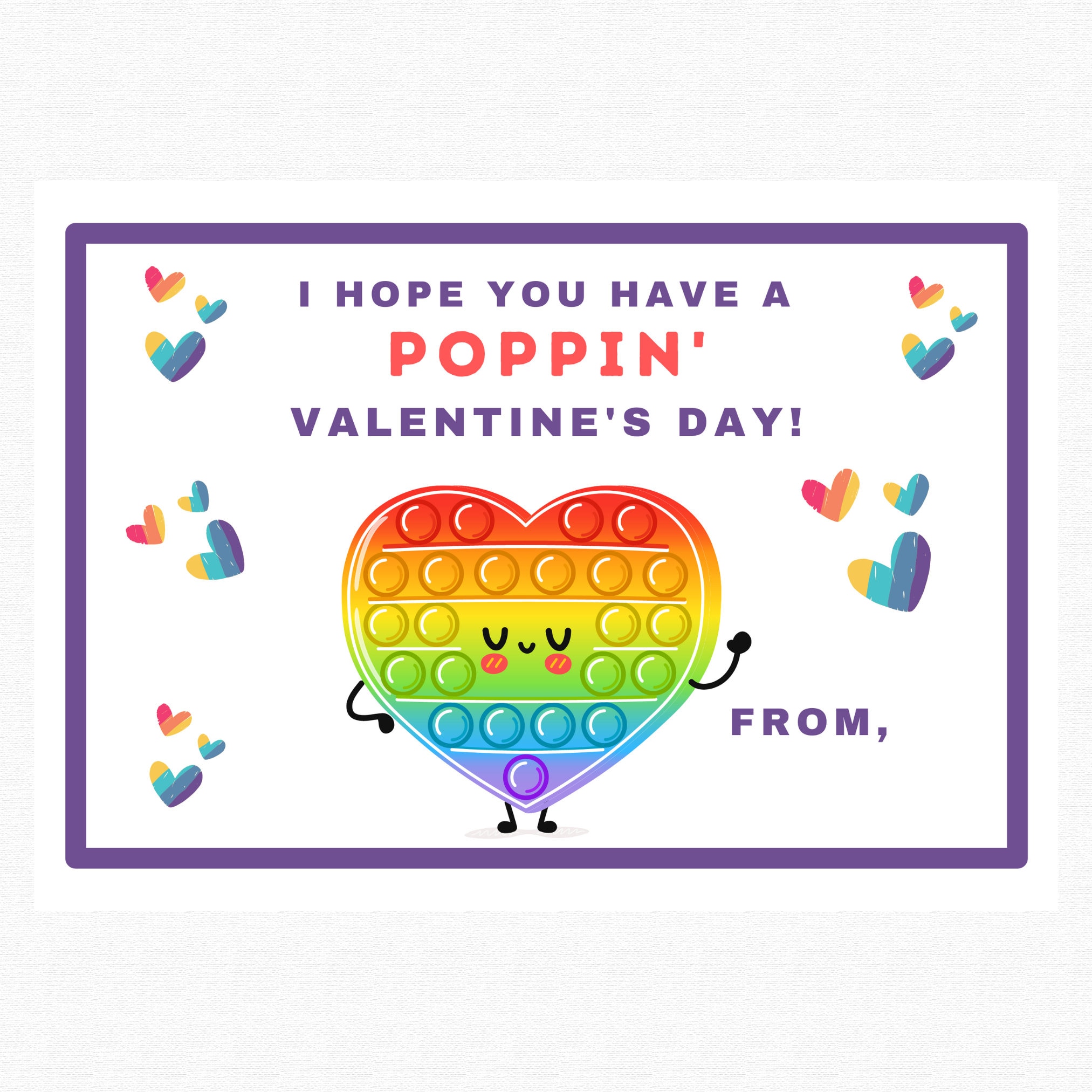 Printable Valentines Card for Kids, Pop It Valentine Card, Bubbles ...