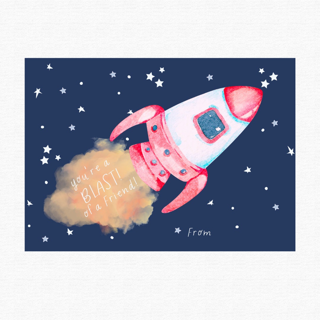 Printable Valentines Day Card for Kids, Outer Space Valentine Tags ...