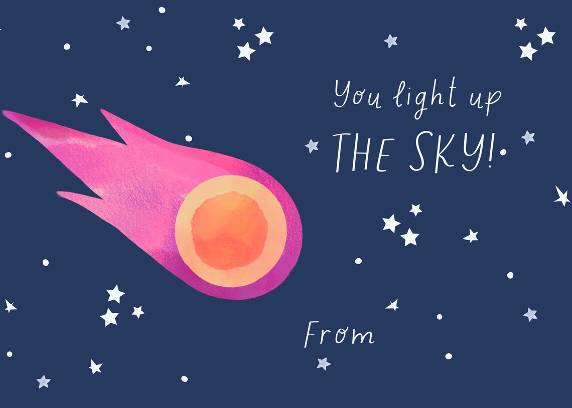Printable Valentines Day Card for Kids, Outer Space Valentine Tags ...