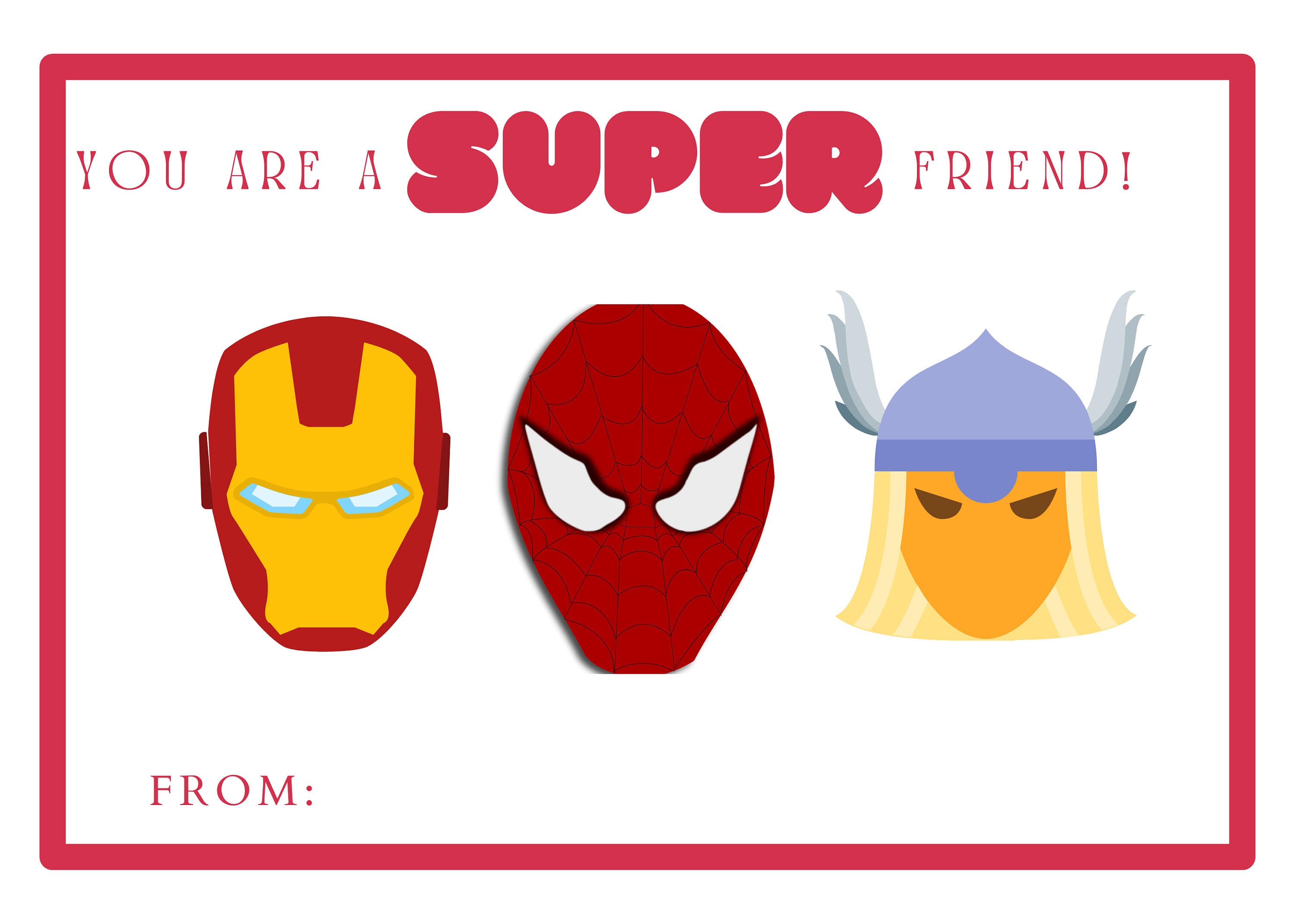 Printable Valentines Day Card for Kids, Super Hero Valentine Tags ...