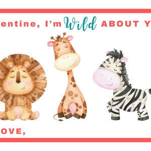 Printable Valentines Day Card for Kids, Animal Valentine Tags, Download ...