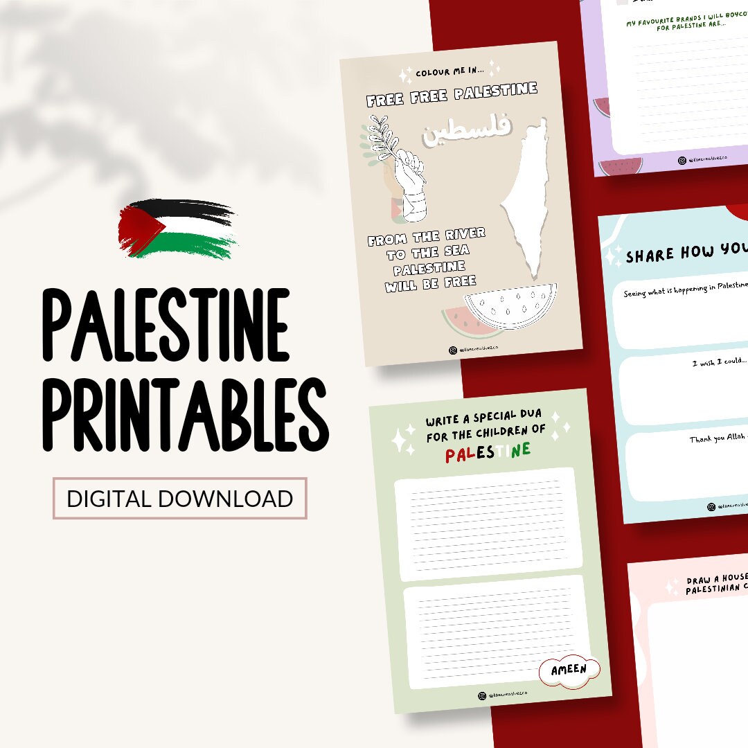 Palestine for Kids X5 A4 Printables, PDF Instant Digital Download ...