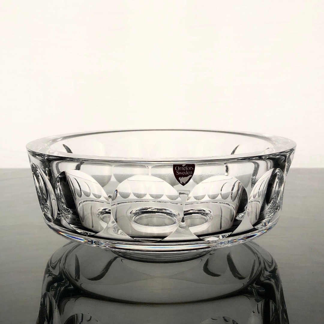 Vintage Orrefors Scandinavian Crystal Glass Bowl by Sven Palmqvist ...