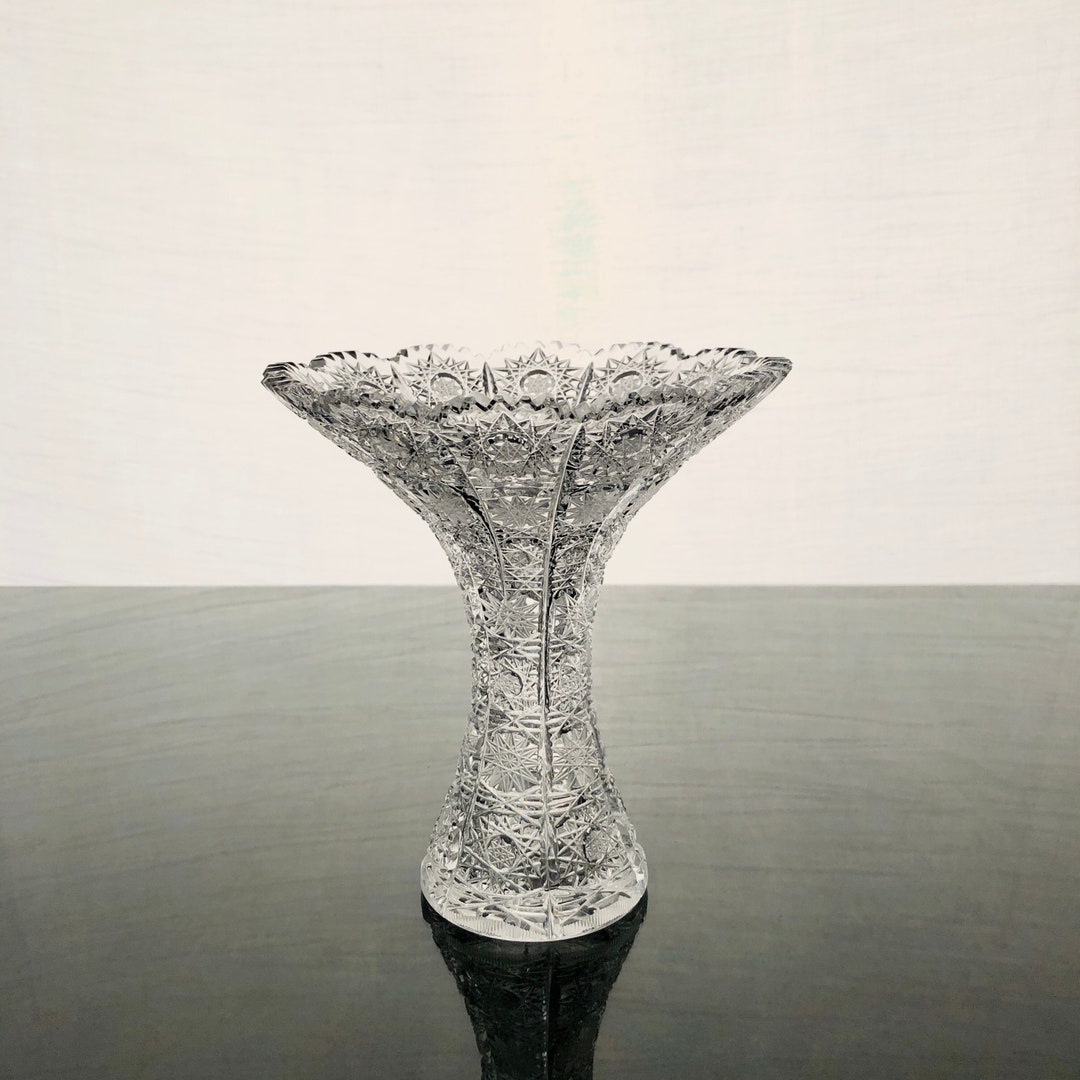 Czech Bohemia Cut Crystal Funnel-shaped Vase 1980s - Etsy