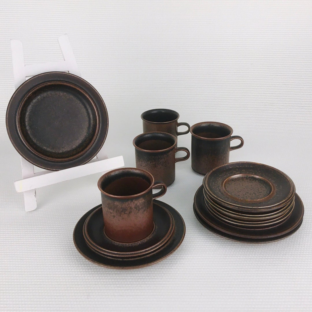 Vintage ARABIA "ruska" Tea / Coffee Set by Ulla Procopé, Finland (1960s ...