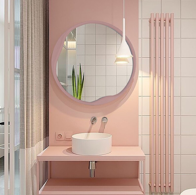 Round Mirror Modern Round Wall Mirror Decor Wooden Frame - Etsy