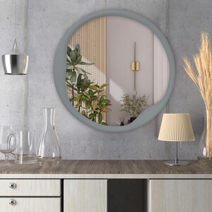 Round Mirror Modern Round Wall Mirror Decor, Wooden Frame Aesthetic ...