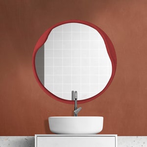 Round Mirror Modern Round Wall Mirror Decor, Wooden Frame Aesthetic ...
