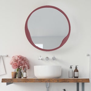 Round Mirror Modern Round Wall Mirror Decor, Wooden Frame Aesthetic ...