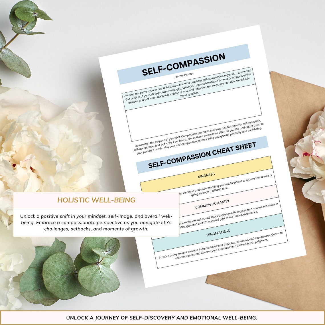 Self-compassion Journal & Worksheets Transformative Tool for - Etsy