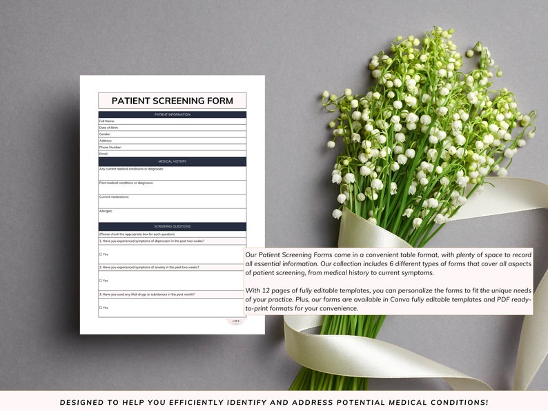Patient Screening Forms 6 Editable Canva Templates and - Etsy