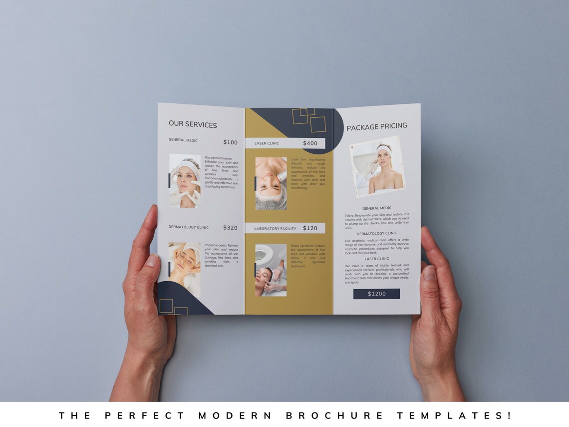 Minimalist Aesthetic Trifold Brochure Template for Beauty - Etsy