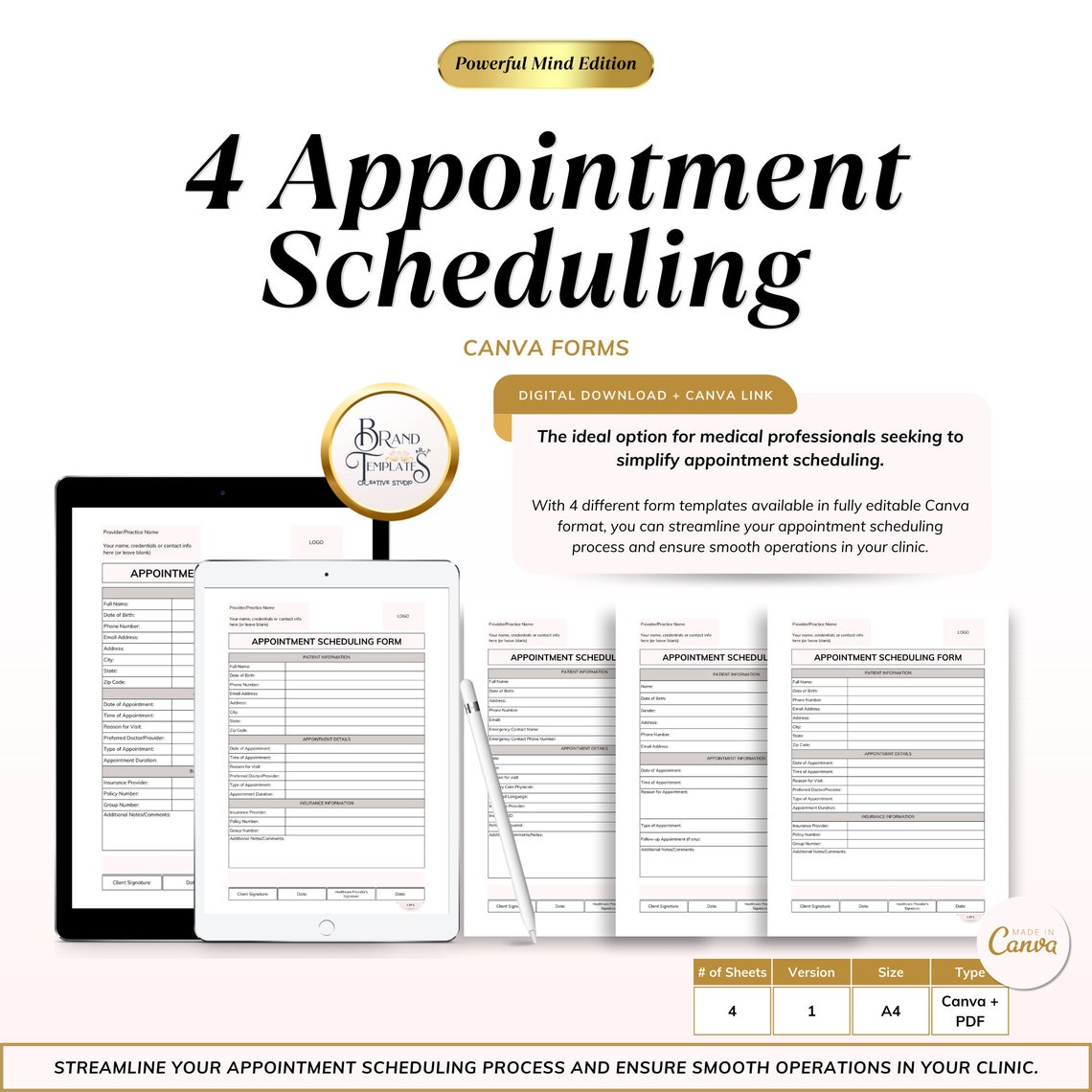 4 Printable Appointment Scheduling Forms, Editable Canva Template - Etsy