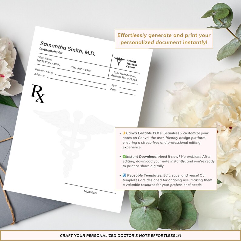 3 Prescription Note Templates, Prescription Pad , Editable Medical ...