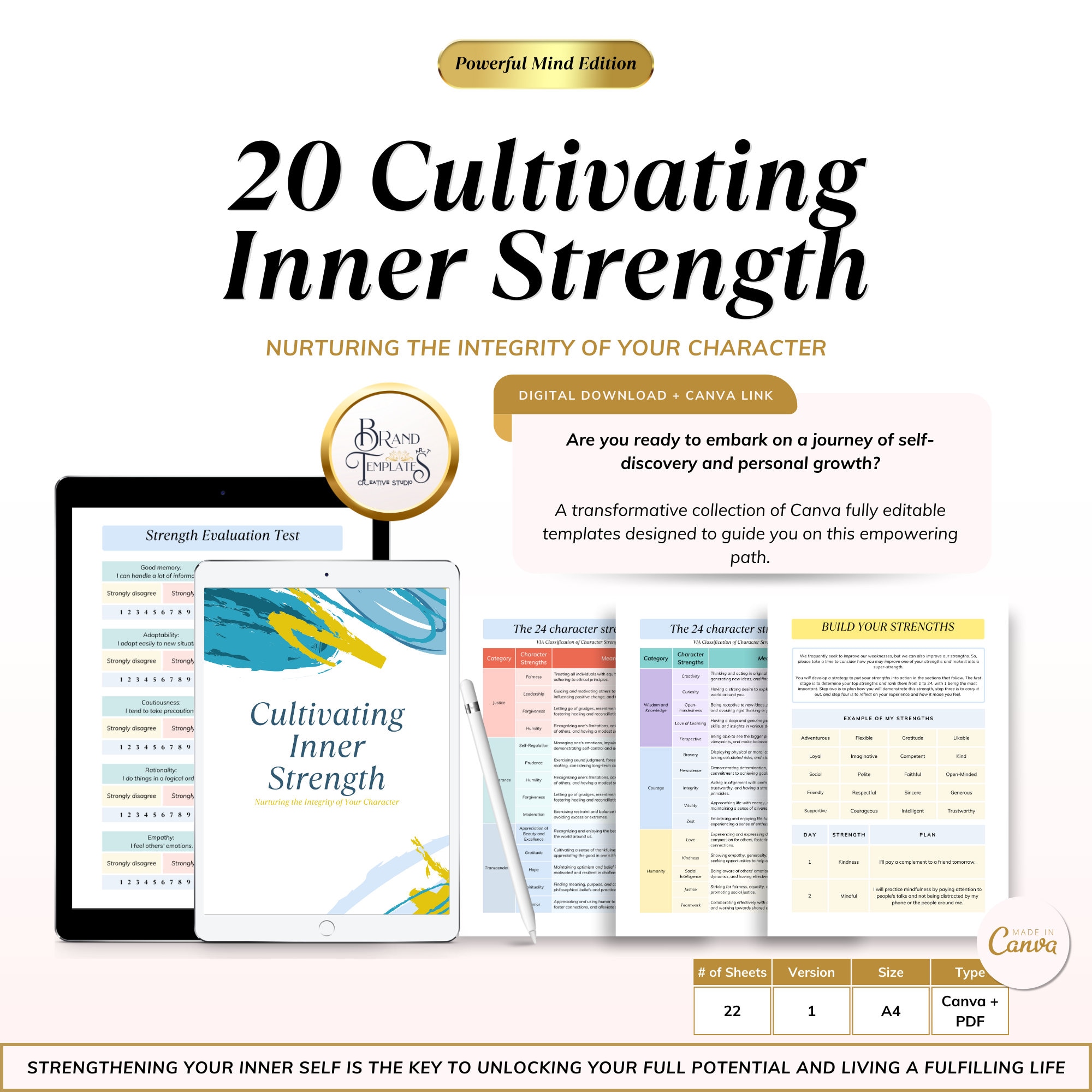 Cultivating Inner Strength Workbook: Empowering Worksheets for Personal ...