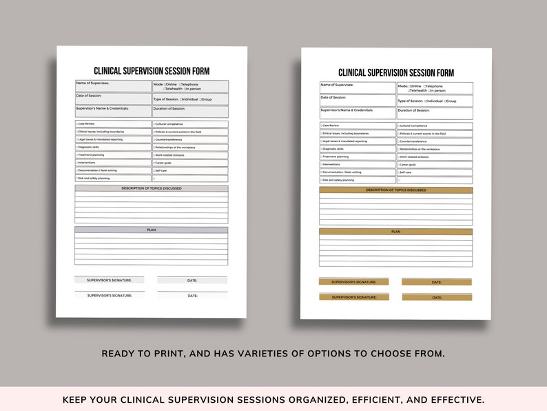 Clinical Supervision Session Forms and Hours Log Editable - Etsy